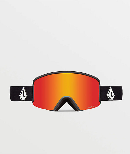 Volcom Garden Matte Black & Red Chrome Snowboard Goggles | Zumiez