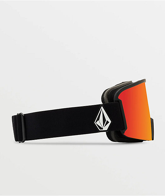 Volcom Garden Matte Black & Red Chrome Snowboard Goggles | Zumiez