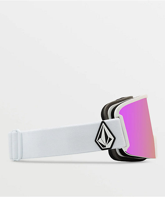 Volcom Garden Matte White & Pink Chrome Snowboard Goggles | Zumiez
