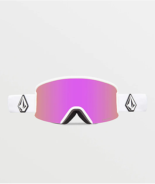 Volcom Garden Matte White & Pink Chrome Snowboard Goggles | Zumiez
