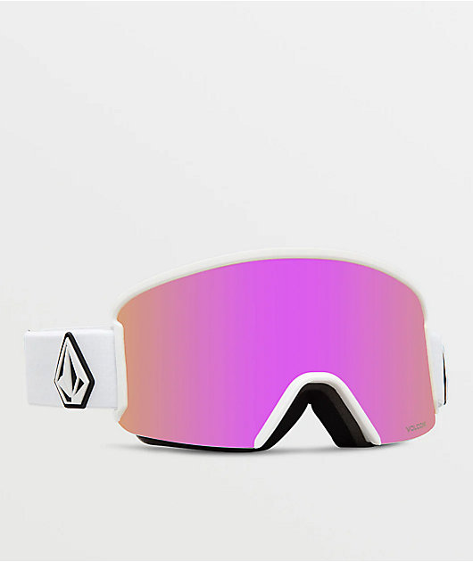 Volcom Garden Matte White & Pink Chrome Snowboard Goggles | Zumiez