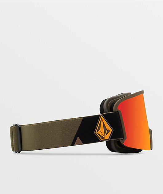 Volcom Garden Military Gold & Red Chrome Snowboard Goggles | Zumiez