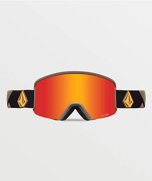 Volcom Garden Military Gold & Red Chrome Snowboard Goggles | Zumiez