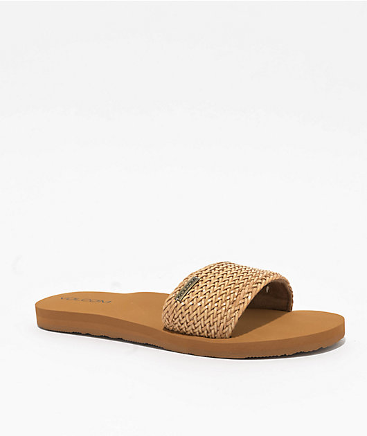 Volcom Simple Braid Cognac Slide Sandals | Zumiez