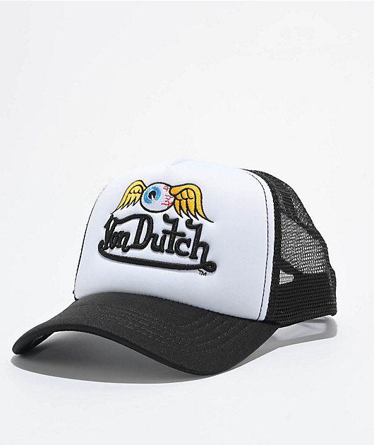 Von Dutch Flying Eyeball Wordmark Black Trucker Hat | Zumiez