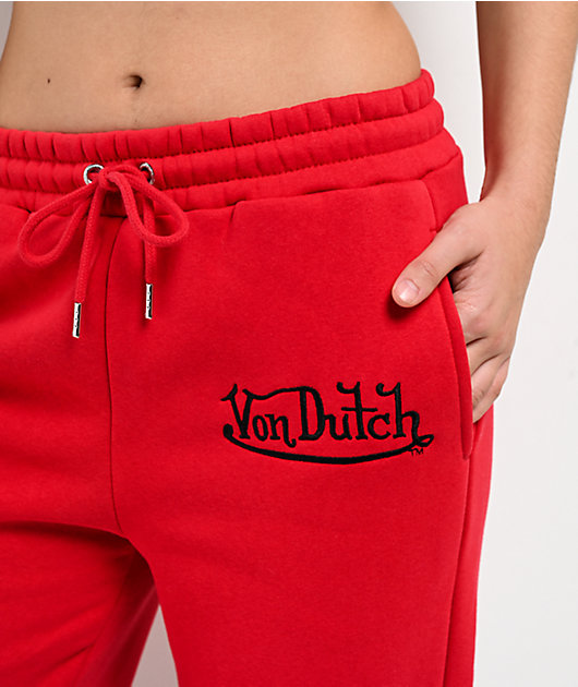 Von Dutch Red Wide Leg Sweatpants | Zumiez
