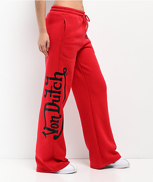 Von Dutch Red Wide Leg Sweatpants | Zumiez