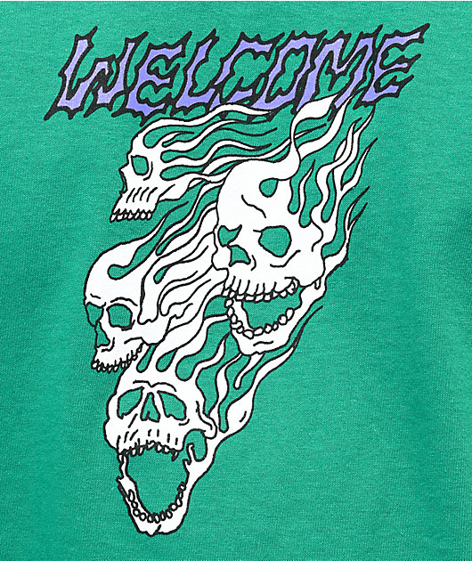 Welcome Flames Green T-Shirt | Zumiez