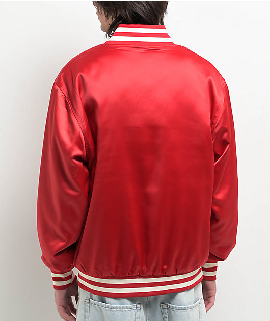 Welcome Union Thermal Satin Red Varsity Jacket | Zumiez