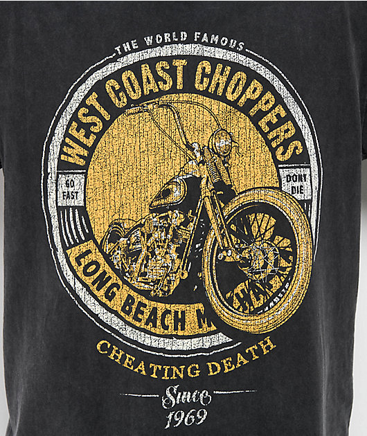 West Coast Choppers Cheating Death Black Wash T-Shirt | Zumiez