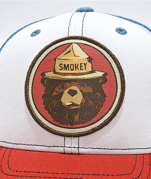 Wild Tribute Smokey The Bear Rust Red & Sky Blue Trucker Hat | Zumiez