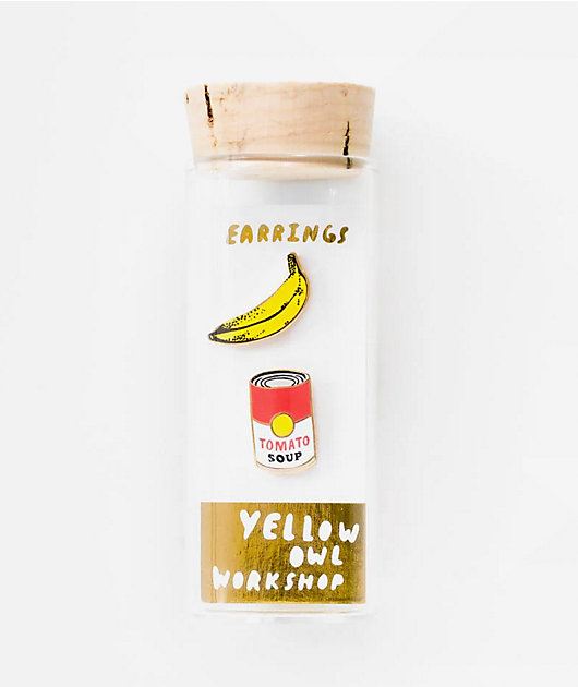 Yellow Owl Workshop Pop Art Banana & Soup Stud Earrings | Zumiez