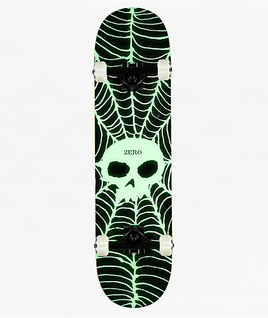 Zero Spider Web Single Skull Glow In The Dark 8.0" Skateboard Complete ...
