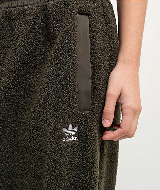 adidas Essentials Teddy Fleece Olive Sweatpants Pants | Zumiez