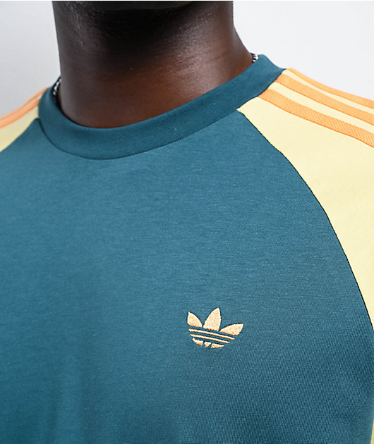 adidas Originals Superstar Green & Yellow Raglan T-Shirt | Zumiez