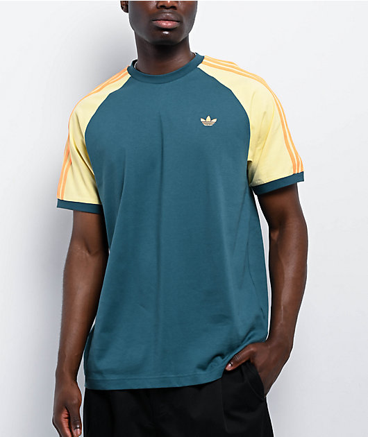 adidas Originals Superstar Green & Yellow Raglan T-Shirt | Zumiez