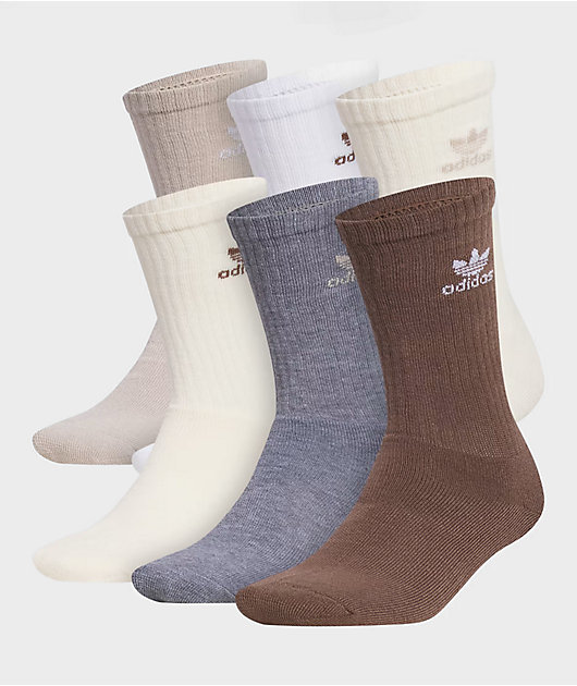 adidas Originals Trefoil Earth Tone 6 Pack Crew Socks | Zumiez