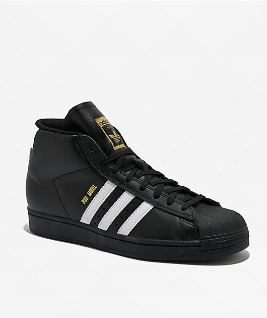 adidas Pro Model ADV Core Black & Crystal White High Top Skate Shoes ...