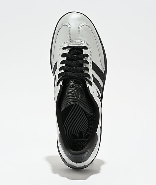 adidas Puig Samba Silver Metallic & Core Black Skate Shoes | Zumiez