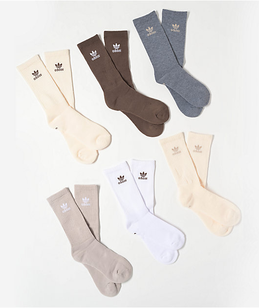 adidas Trefoil Natural 6 Pack Crew Socks | Zumiez