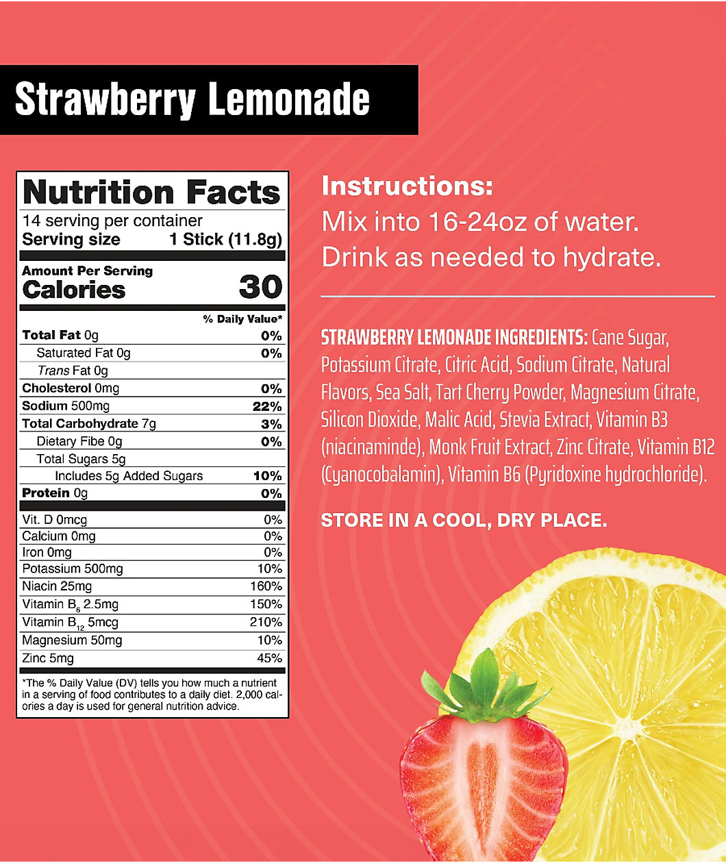 Just Live Strawberry Lemonade Advanced Hydration Mix | Hamilton Place