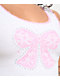 Freeworld Zaylee Pink Bow Rhinestone White Tank Top | Zumiez