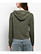 Hooked Up Green Cable Knit Crop Zip Hooded Sweater | Zumiez