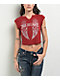 True Religion Crystal Wing Notch Rib Red Crop T-Shirt | Zumiez